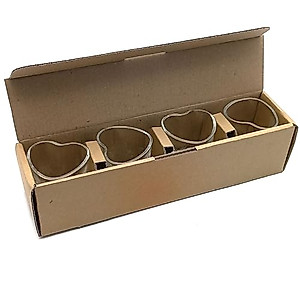 Heart Soju Shot Glasses Set Set of 4 and Silicone Rubber Bottle Caps 4Pcs 1.7 oz, Korean Soju, Whiskey, Tequila, Vodka, Espressos, Desserts, Party Decorations, Clear Glass (Heart)