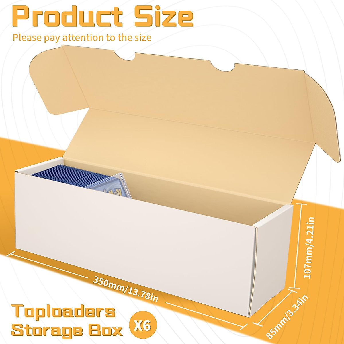 sysdmno Trading Card Storage Box for Toploader,Baseball Card Storage Box, 6 Pack Toploader Storage Box Holds 1200 Top loaders, Fits Sports, Football, Basketball and Trading Cards