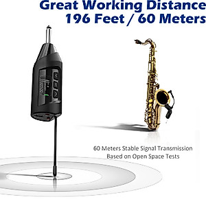 SGPRO Wireless Saxophone Microphone System, Clip-On Instrument Microphone for Sax and Trumpet, Preset EQ & Echo Level 196 Ft Transmission Rechargeable Compact Transmitter and Receiver 4.5 Hours