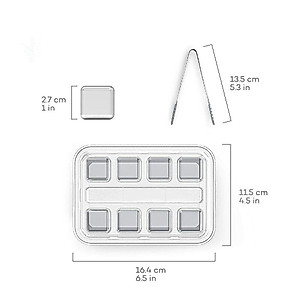 eoocvt Whiskey Stones Luxury Gift Set - 8pcs Stainless Steel Reusable Ice Cubes with Barman Tongs and Freezer Tray