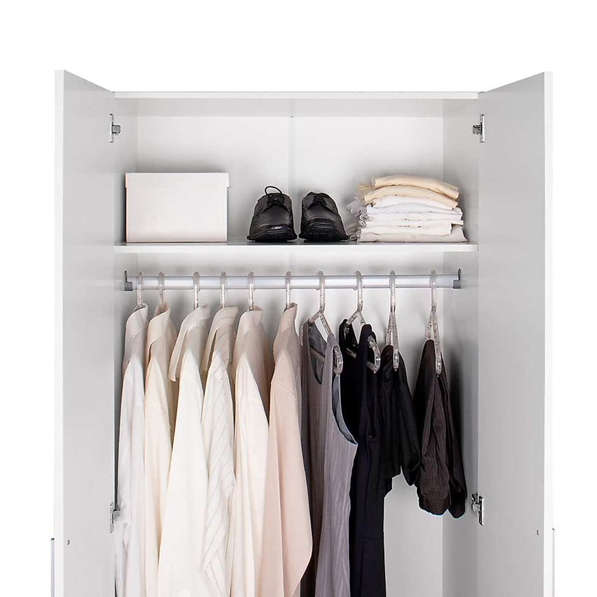 Madesa Wardrobe Armoire Closet Hanging Storage Cabinet 2 Doors with Shelf 31" L Organization Unit for Bedroom and Office - White