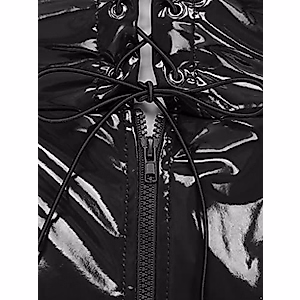 Lejafay Women Sexy Push-up Underbust Corset Dress Wet Look Latex Bodycon Open Cups Mini Dress Black 3X-Large