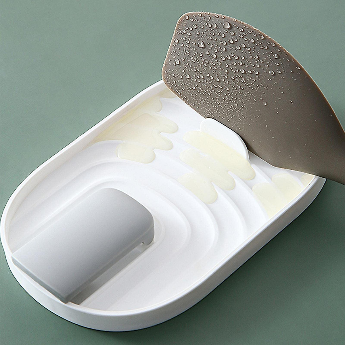 2 Pcs Multifunction Spoon Rest, Pot Lid Holder, Foldable Organizer Household Utensil Anti-Slip Pan Cover Holder, Storage Rack Pot Lid Stand Spoon Shelf 2White