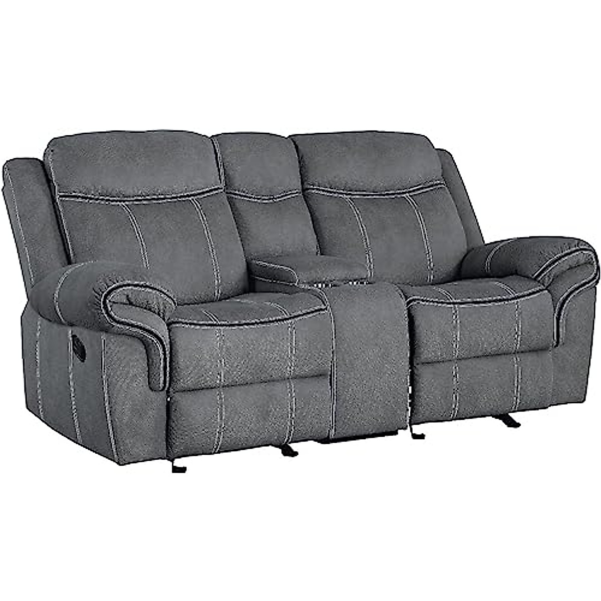 Acme Zubaida Reclining Loveseat with USB Dock and Console in 2-Tone Gray Velvet