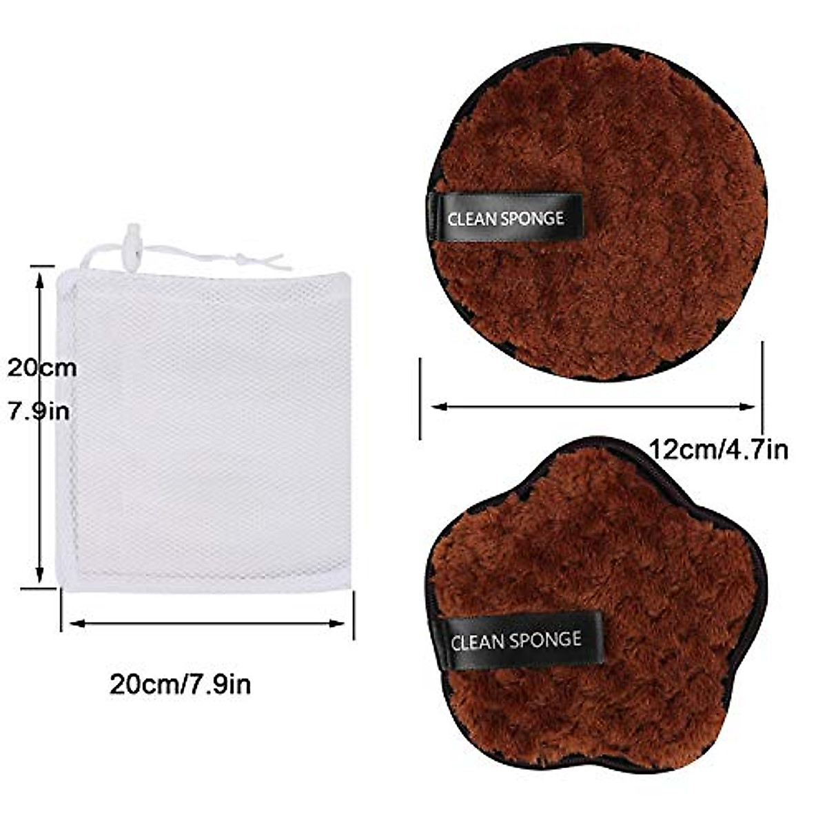 Tugaizi 8 Pack Reusable Makeup Removing Pads Face Cleansing Pads Christmas Gifts Face Eraser Removing Cleaning Puff Soft Chemical-Free Facial Cotton Pads with Laundry Bag 4.7" Dia