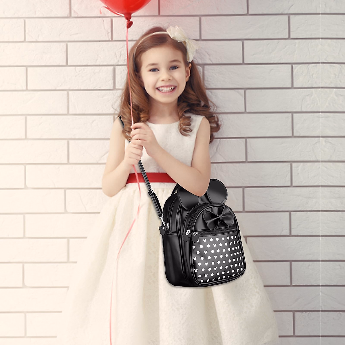 Voikukka Black Mini Backpacks for Girls Small Backpack Purse Leather Cute Kids Travel Toys Gift Mouse Backpack for Little Girls Childrens Crossbody Bag Toddler Girl Backpacks