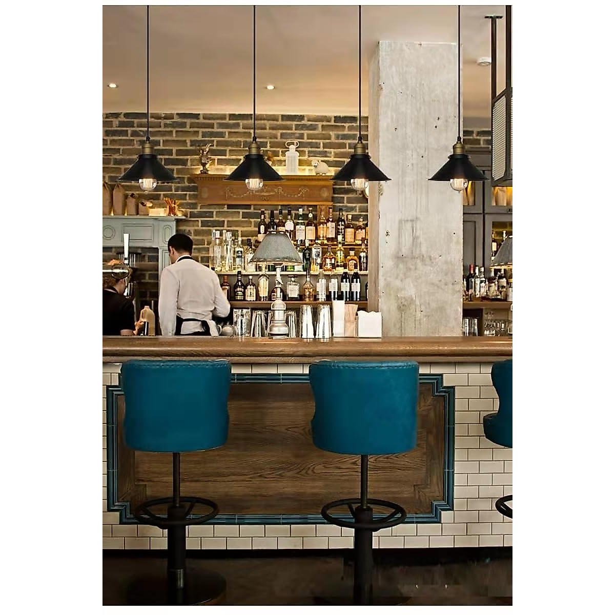 ANUOMY 1 Pack Battery Operated Pendant Light with Remote,indoor Black No Wiring Ceiling Hanging Lamp,Vintage Wireless Pendant Lighting Chandelier Fixture for Farmhouse Dining Room Kitchen Island