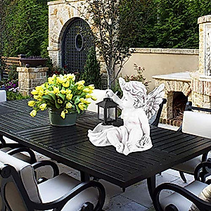 Ruiqas Candles Holder Outdoor Resin Landscape Lamp Home Garden Lawn Lamp Fairy Angel Light Decoration Sculpture Craft