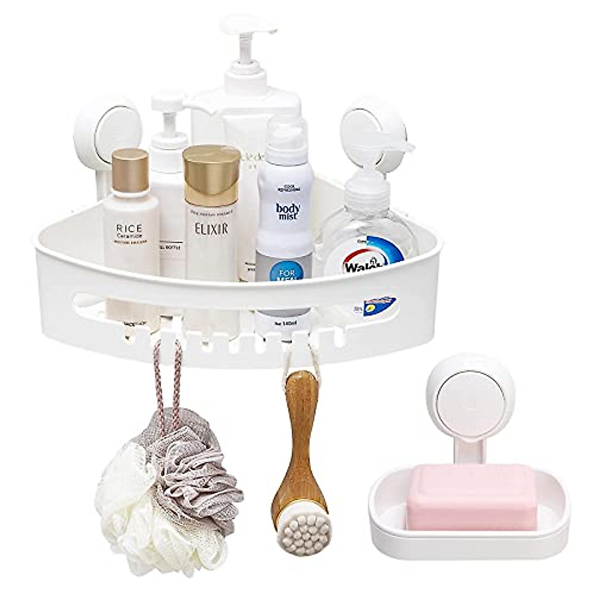 TAILI Bathroom & Kitchen Suction Cup Storage Basket Set Pack of 2 Wall Mounted Organizer for Shampoo,Soap, Conditioner, Shower Caddy Drill-Free with Vacuum Suction Cup for Kitchen & Bathroom