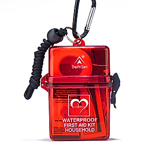 DEFTGET Waterproof First Aid Kit Travel essentials small Emergency Survival Kits mini Durable Lightweight for Minor Injuries Camping Hiking Backpacking, Birthday Gift for Best Friend Sister (Dark-red)