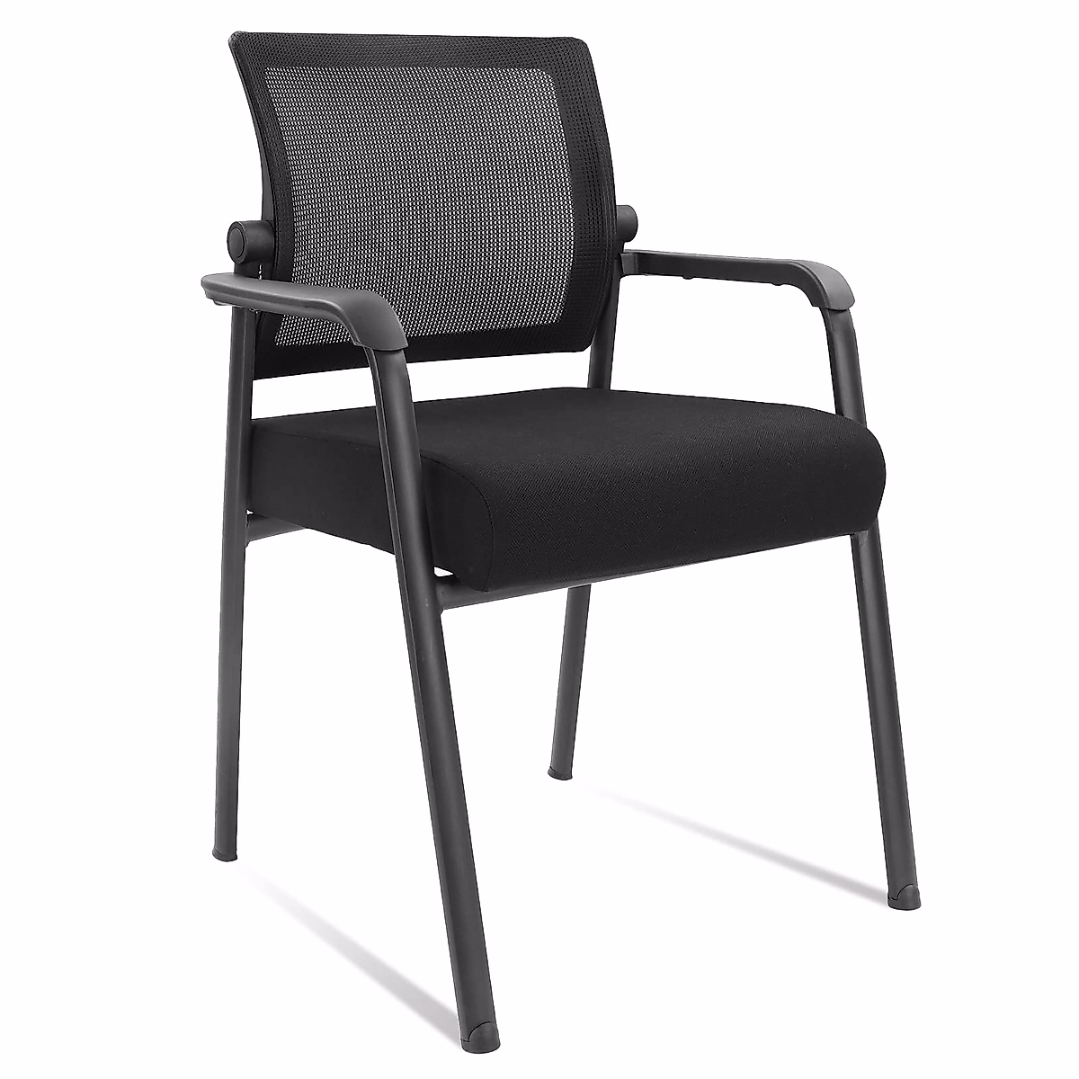 KLASIKA Desk Chair No Wheels with Adjustable Mesh Backrest, Arm Chair with Ergonomic Lumbar Support and Thickened Seats Cushion, Waiting Room Chairs for Office School Church Guest Reception
