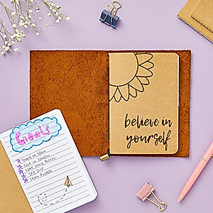 12 Pack A6 Kraft Paper Notebooks, Happy Journal for Kids, Teens, and Girls, 80 Lined Pages (4 x 5.75 In)