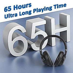 KVIDIO Active Noise Cancelling Headphones, 65 Hours Playtime Bluetooth Headphones with Microphone, Transparency Mode, Deep Bass and Hi-Fi Stereo Sound (Black)