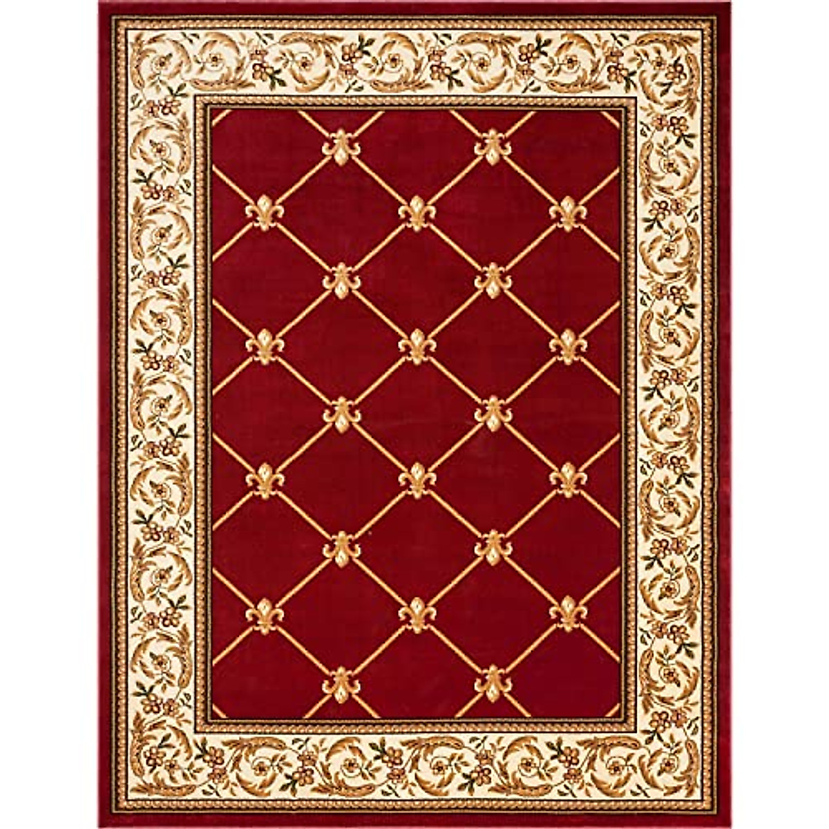Well Woven Timeless Fleur De Lis Red Formal Area Rug 5'3" X 7'3"