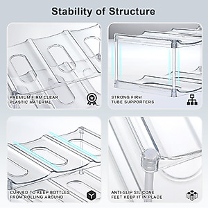 3 Tier Stackable Water Bottle Organizer for Cabinet - Premium Clear Holder for Tumbler, Travel Bottle, Wine Rack Display - Home Kitchen Pantry Refrigerator Organization and Storage - Hold 9 Bottles