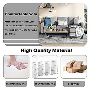 YESHOMY Convertible Sectional 3 L-Shaped Couch Soft Seat with Modern Linen Fabric, Small Space Sofas for Living Room, Apartment and Office, 70'', Gray