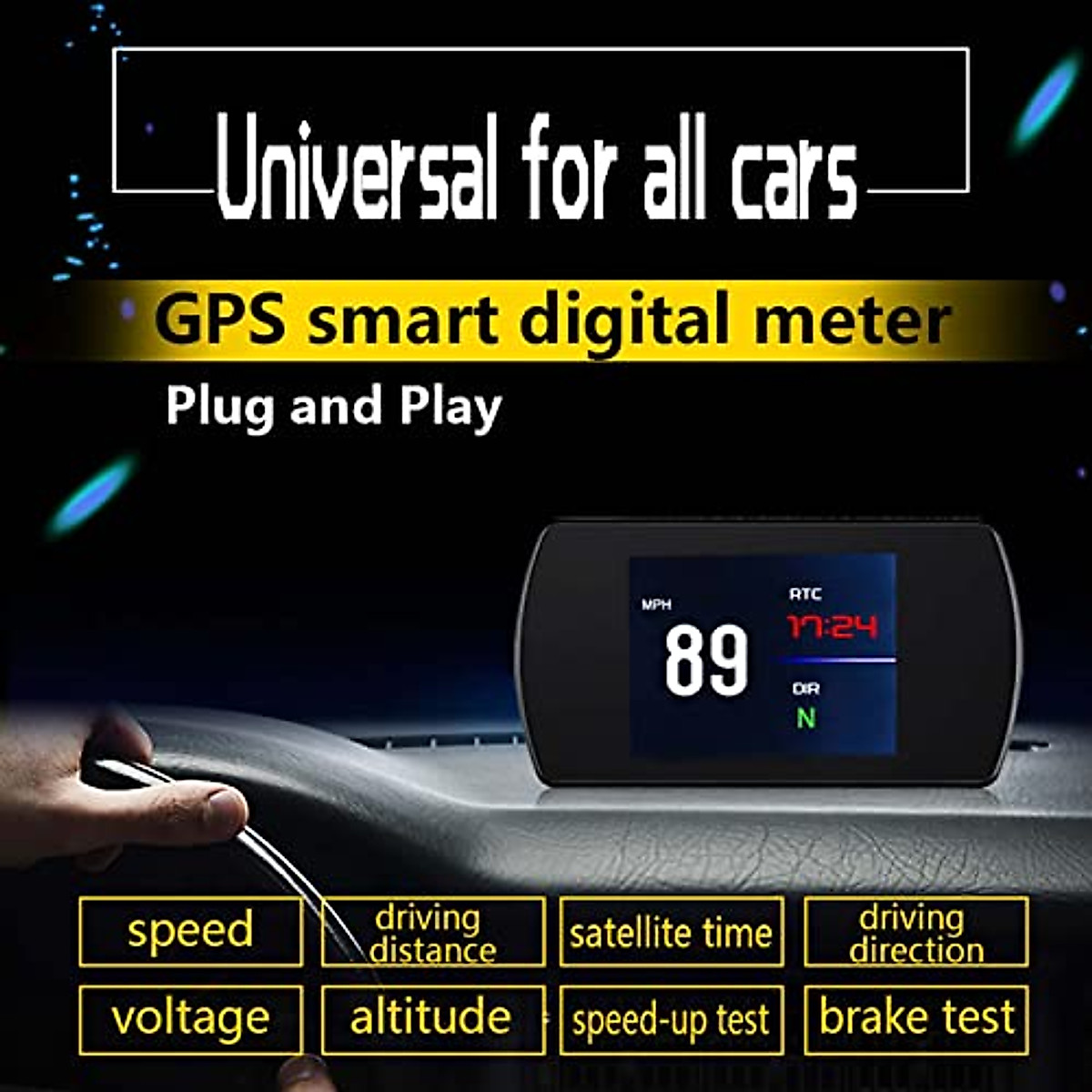 ACECAR Upgrade T800 Universal Car HUD Head Up Display Digital GPS Speedometer with Compass Driving Latitude and Longitude Speedup Test Brake Test Overspeed Alarm HD LCD Display for All Vehicle