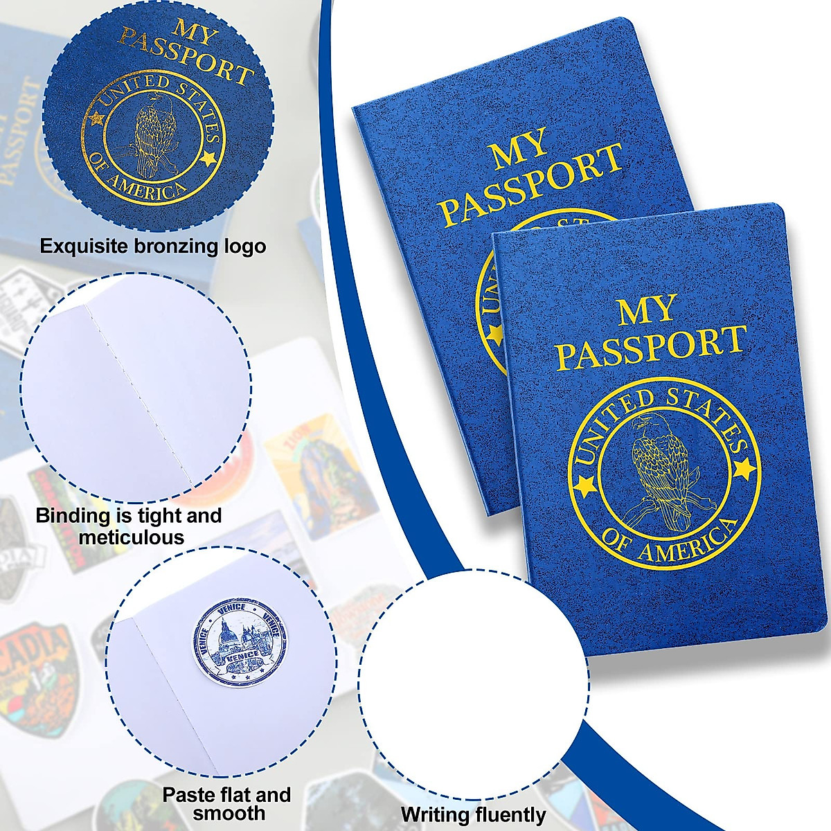 Sureio Kids Passport Book with Assorted Travel Stickers for Scrapbooks Party Favors Wall Decals Arts Crafts School Supplies Game Prizes Collections for Boys and Girls(174 Pcs)