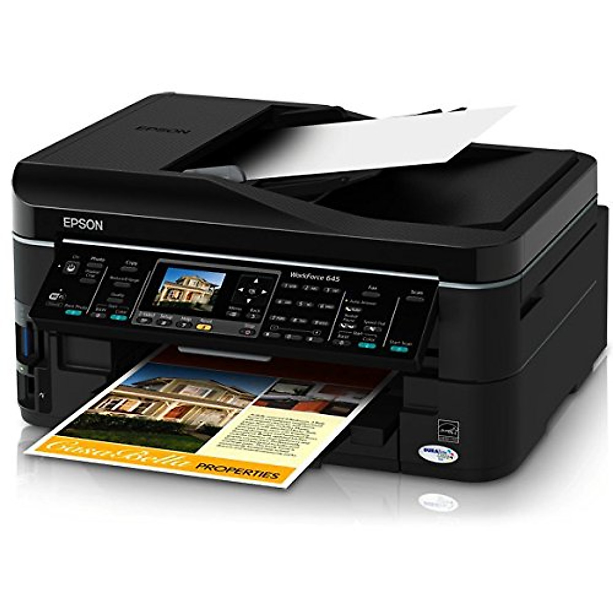 Epson WorkForce 645 Wireless All-in-One Color Inkjet Printer, Copier, Scanner, Fax, iOS/Tablet/Smartphone/AirPrint Compatible (C11CB86201)