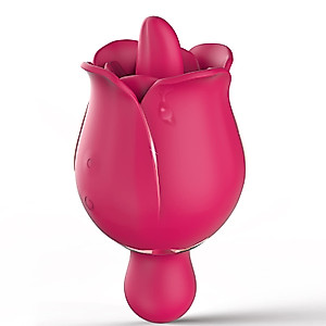 Rose Toy Vibrator for Women, Clitoral Tongue Licking Toy Mini Small Vibrators with 9 Modes & 9 Powerful Vibration, Waterproof Adult Sex Toys for Couples