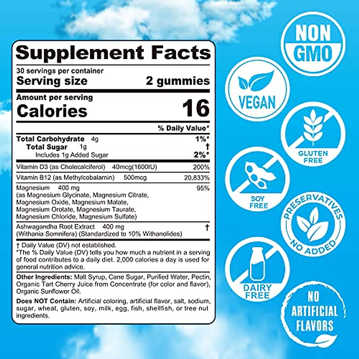 Magnesium Gummies 400mg | as 8 Forms of Magnesium Glycinate, Malate, Citrate, Taurate, Oxide, and More | with Ashwagandha Extract, D3 & B12 Supports for Calm, Zzz, Mood, Muscle Cramp - Vegan 120 Cts