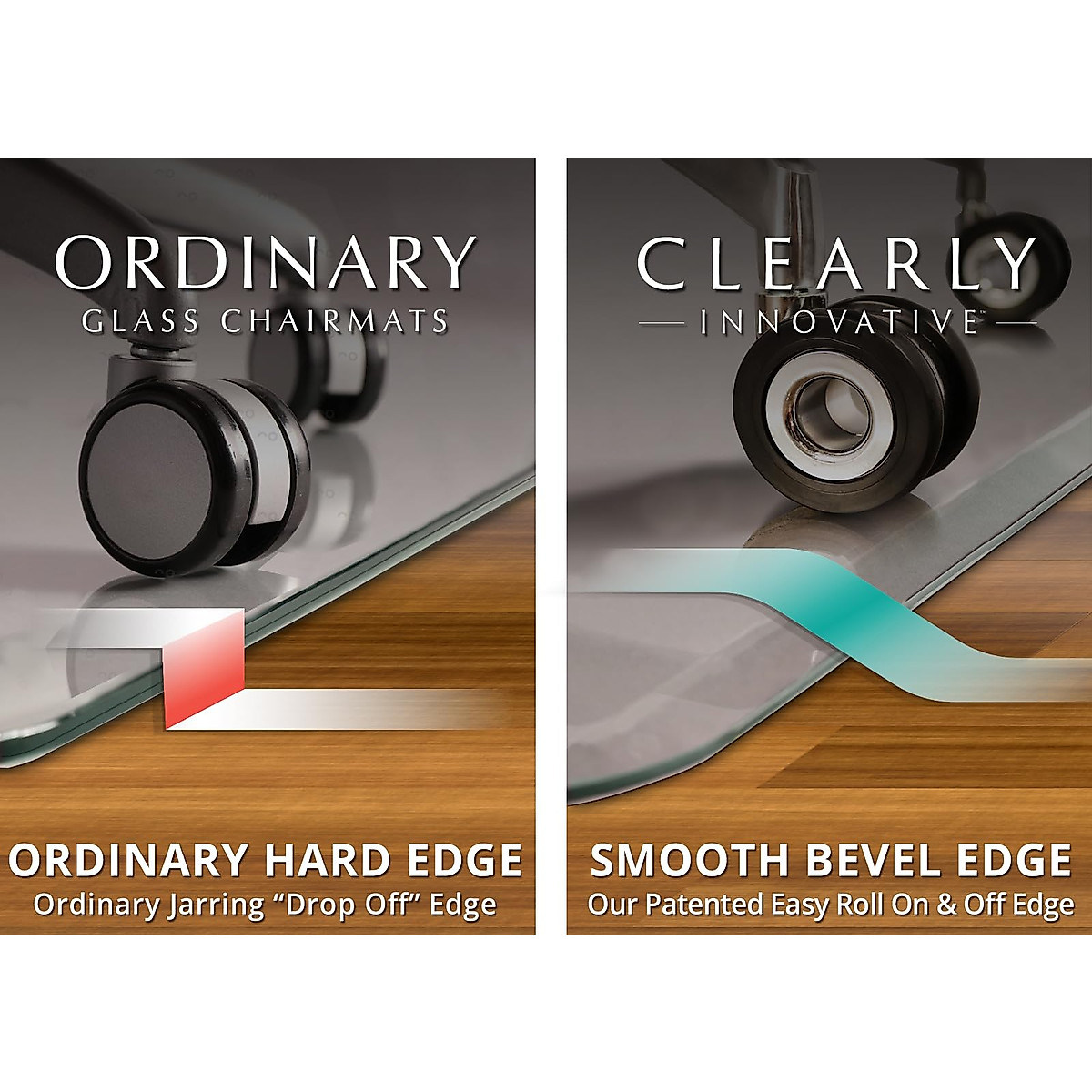 Premium Tempered Glass Chair Mat with Exclusive Beveled Edge | 36 x 46 Inch | The Ultimate in Office Elegance by Clearly Innovative