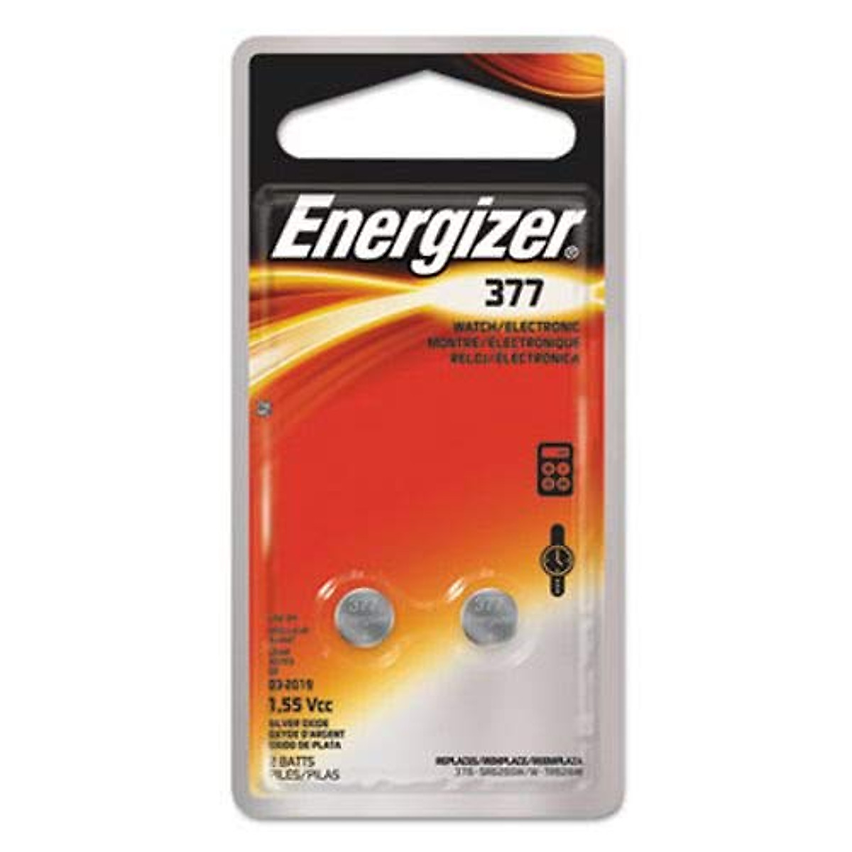 Energizer 377BPZ2 Watch/Electronic/Specialty Battery, 377, 1.5V, 2/Pack