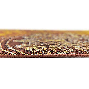 Unique Loom Outdoor Modern Collection Area Rug - Trio (2' x 6' 1" Runner, Rust Red/ Gold)