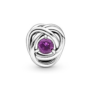 Pandora February Purple Eternity Circle Charm Bracelet Charm Moments Bracelets - Stunning Women's Jewelry - Gift for Women - Made with Sterling Silver & Man-Made Crystal, No Gift Box