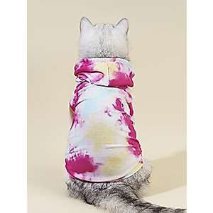 QWINEE Tie Dye Dog Hoodie Dog Sweatshirt Cat Shirt Apparel Dog Clothes for Puppy Kitten Cat Small Dogs Pink and Blue X-Small