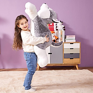 IKASA Giant Husky Stuffed Animal Plush Toy,30" Large Dog Puppy Cute Jumbo Soft Toys,Huge Big Size Plushy Fluffy Fat Plushie,Gifts for Kids