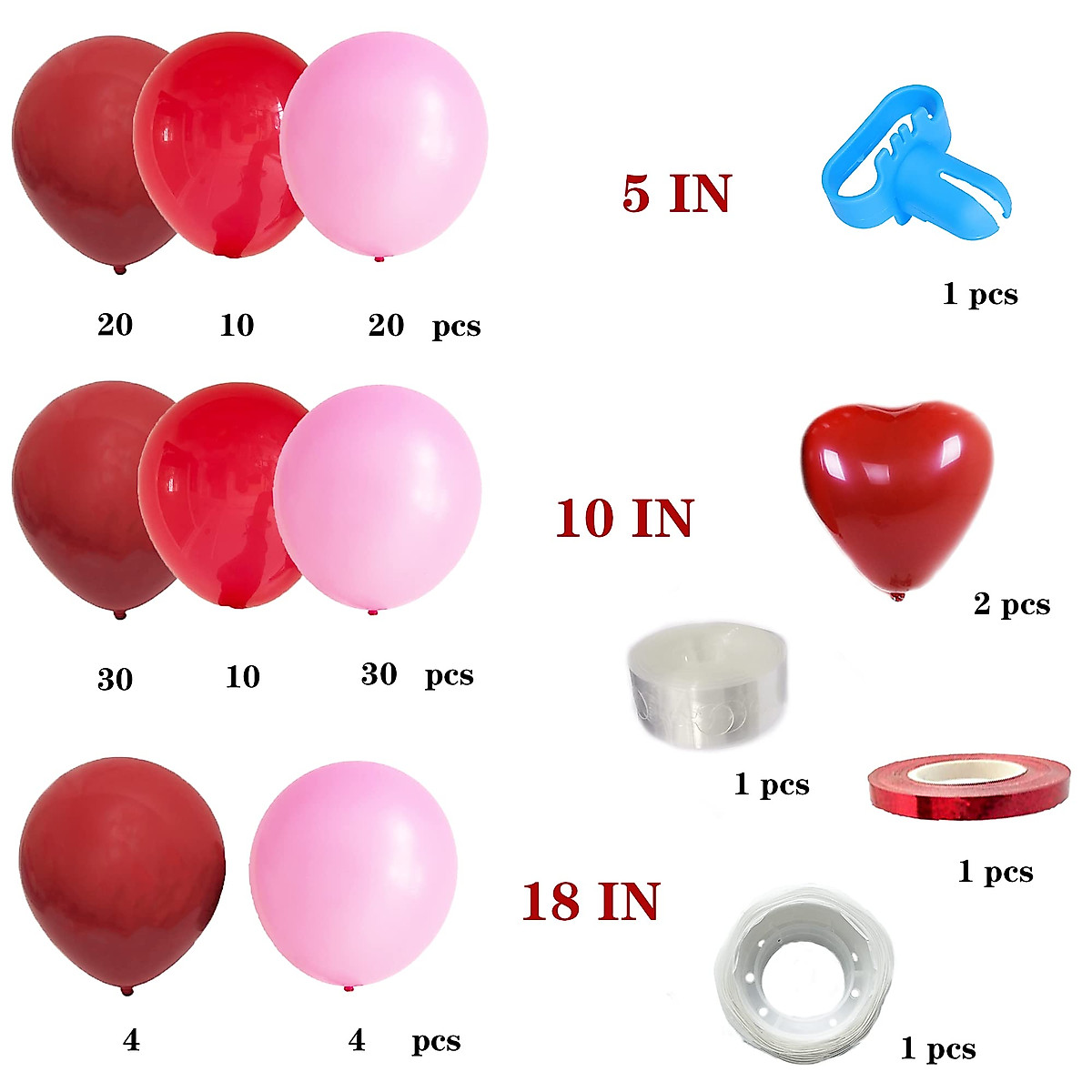 Valentines Balloons Garland Arch Kit with Pink Red Heart Balloons or Valentine Day Proposal Engagement Wedding Party Decorations