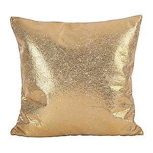 SARO LIFESTYLE 1793.GL20S Shimmering Metallic Design Down Filled Throw Pillow, 20", Gold