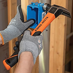 Klein Tools H80816 Straight-Claw 16-Ounce Hammer with Smooth Head, Fiberglass Non-Slip Shock Absorbing Grip Handle with Tether Hole, 13-Inch