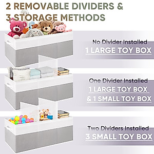 Kids Toy Box, Extra Large Toy Chest for Boy and Girl, 118L Toy Storage Organizer Stuffed Animals Holder with Removable Divider and Sturdy Handle for Nursery, Bedroom, Living room, 36"L x 12.6"W x 16"H