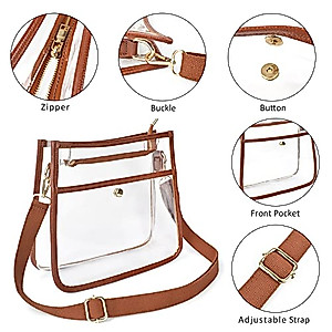 CLOUDMUSIC Clear Bag Stadium Approved Fashion Crossbody Plastic Hobo Purse For Girls Women Sports Events Concerts Clubs(05)