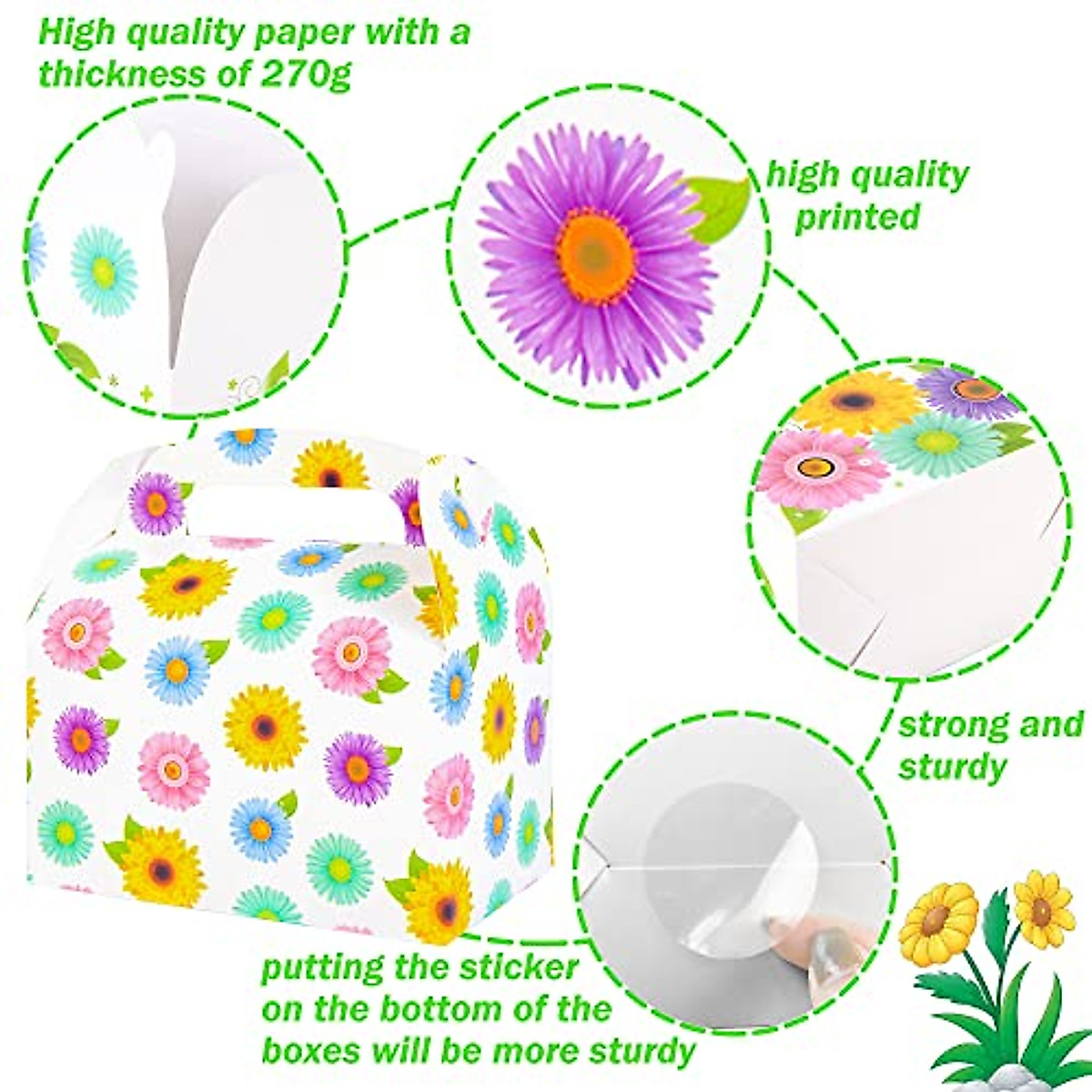 12 Pack Floral Party Favor Treat Boxes Flower Candy Goodie Gift Boxes for Birthday Party Presents Garden Party Bridal Shower Supplies