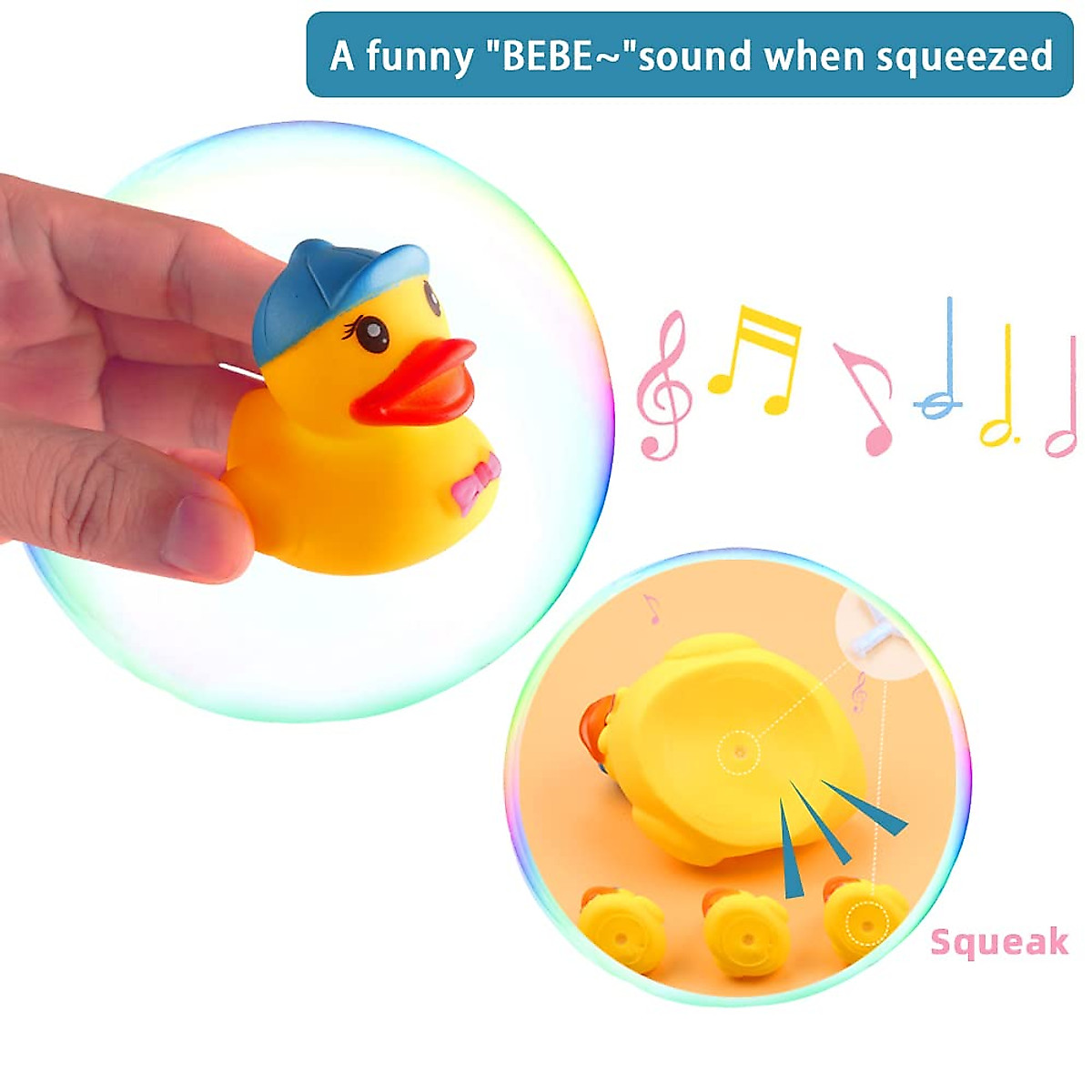 Bath Duck Toys 4Pcs Family Rubber Ducky Float&Squeak Baby Toddlers Preschool Bathtub Shower Toy (Yellow)
