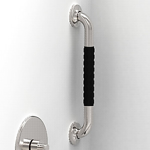 AquaChase 1-1/4 Grab Bar with Rubber Grip, ADA Compliant Bath Safety Shower Handrail, Bathroom Mobility Aid Handle for Seniors and Disabled, Heavy Duty 500lbs Support (16in, Chrome with Rubber)