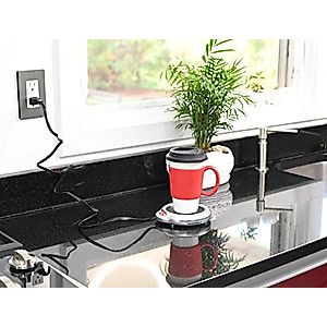 Home-X Mug Warmer, Desktop Heated Coffee & Tea - Candle & Wax Warmer (Silver Finish)