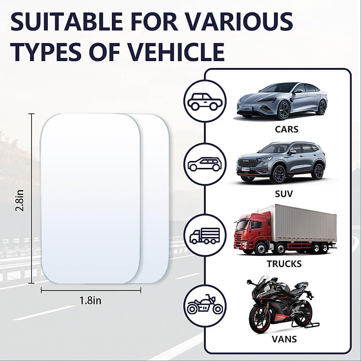Blind Spot Mirror, Amfor HD Glass Convex Lens Frameless Adjustable Blind Spot Mirror for All Universal Vehicles Car Stick-on Design (2 PCS) (Rectangle)