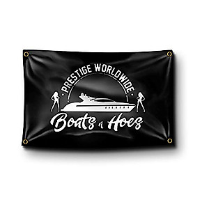 Banger - Prestige Worldwide Boats & Hoes Step Brothers Movie Motivational Inspirational Office Gym Dorm Wall Decor Design on a 3X5 Feet Flag with 4 Grommets for Easy Hanging. Authentic BANGER FLAG