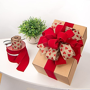 25 Yards Red Ribbon for Gift Wrapping 2.5" , Red Wired Ribbon, Red Curling Ribbon,Red Satin Ribbon,Red Burlap Ribbon, Gift Ribbon for Bows Bridal Wedding Ceremony Decorations