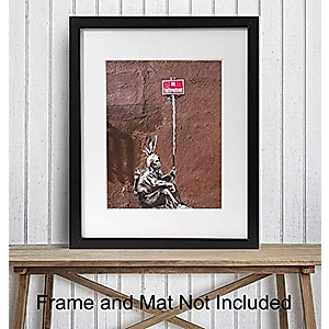 No Trespassing Sign - Banksy Wall Art Poster - 8x10 Urban Street Art Mural Print - Room Decor for Home, Apartment, Dorm, Bedroom, Living Room - Gift for Native American Indian Teens, Graffiti Fan