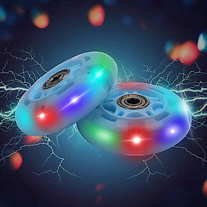 Scooter Rear Wheels, Replacement Back Wheels, Light-up Rear Wheels for Kick Scooter, PU Material-Diameter 80mm