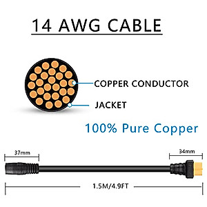 PNGKNYOCN DC 8mm to XT60 Power Cable 14AWG DC 8mm Female to XT60 Female Adapter Cable for Solar Panel Portable Power Station Solar Generator（1.5M/4.9Ft）