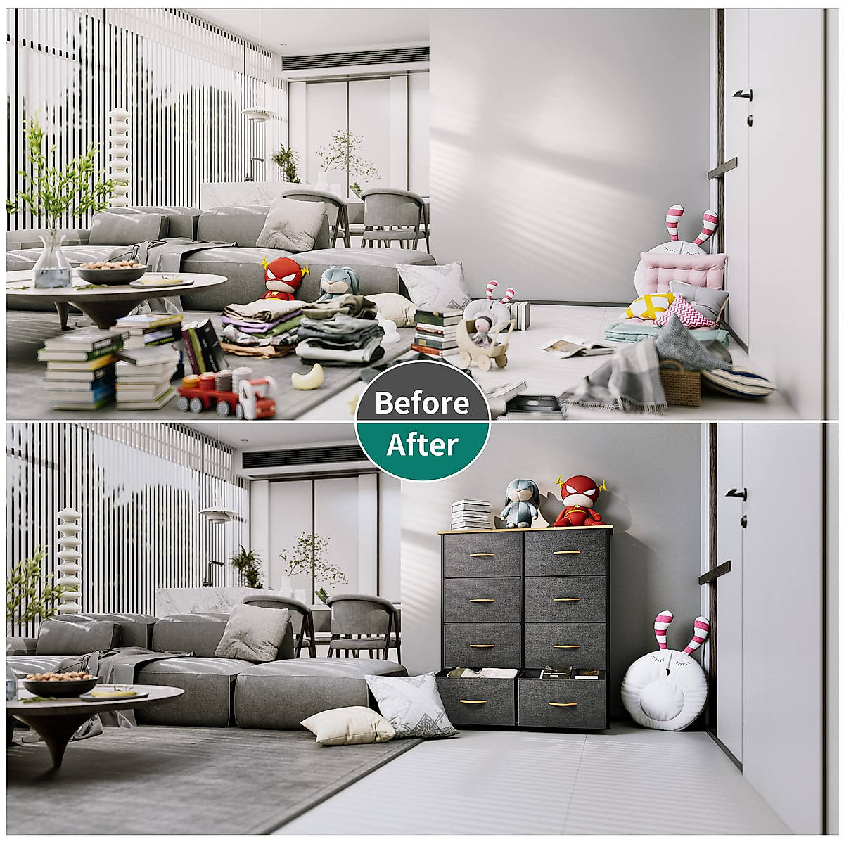 YITAHOME Dresser with 8 Drawers - Fabric Storage Tower, Organizer Unit for Bedroom, Living Room, Hallway, Closets & Nursery - Sturdy Steel Frame, Wooden Top & Easy Pull Fabric Bins