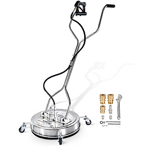 PWACCS 20" Pressure Washer Surface Cleaner, Stainless Steel Power Wash Surface Washer with Dual Handle & 4 Wheels, 4500 PSI Pressure Washer Scrubber for Cleaning Concrete, Cement, Patios and Driveways