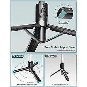 44.9 Inch Selfie Stick with Reinforced Tripod - 2 Fill Lights, Tupwoon Extendable & Portable Phone Tripod with Remote, Compatible with iPhone 14 Pro Max/13/12/11 Samsung Android