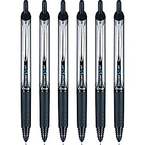 PILOT Pen 13616 Precise V7 RT Refillable & Retractable Liquid Ink Rolling Ball Pens, Fine Point (0.7mm) Black Ink, 6-Pack